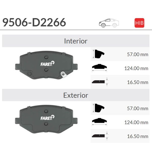 Balata Freno De Disco Hibrida Delantera FD2-9506-D2266 FARET | Autopartes