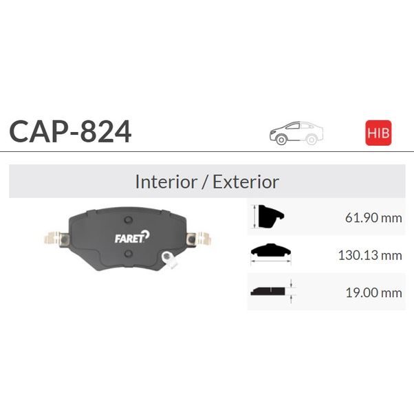 Balata Freno De Disco Hibrida Delantera FD2-CAP-824 FARET | Autopartes