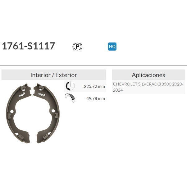 Balatas De Tambor Traseras FT4-1761-S1117 FARET | Autopartes