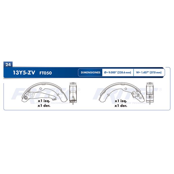 Balata De Tambor Trasero OW-13Y5-ZV FRITEC | Autopartes