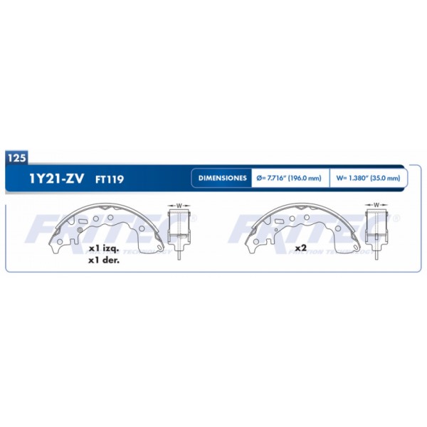 Balata de Tambor Trasera OW-1Y21-ZV Fritec | Autopartes