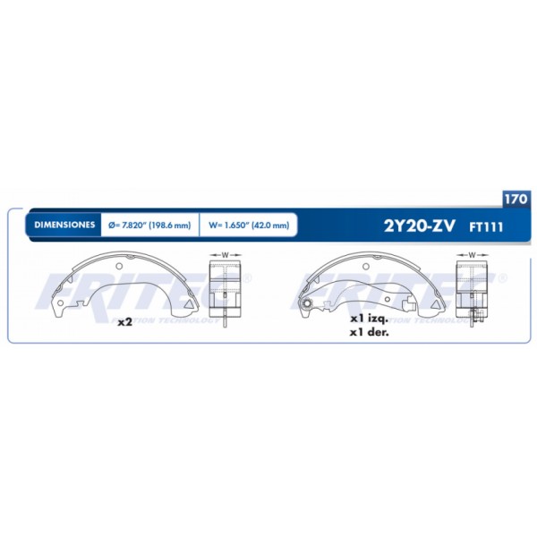 Balata de Tambor Trasera OW-2Y20-ZV Fritec | Autopartes