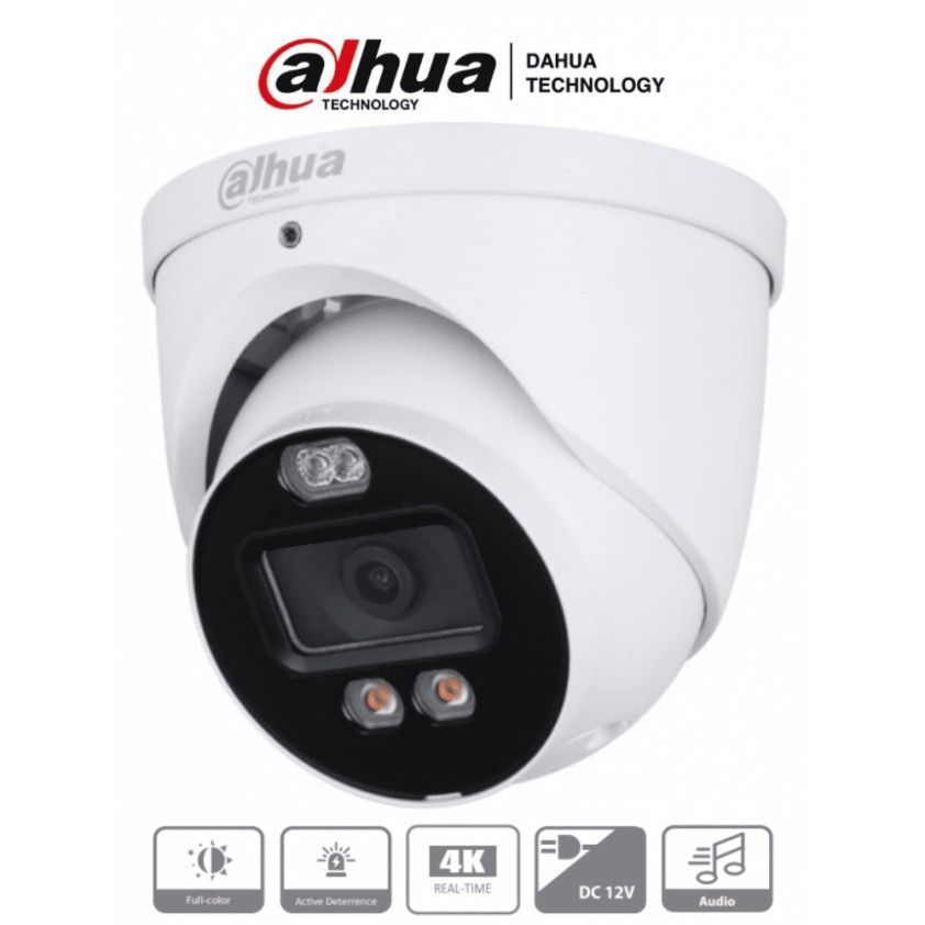 DAHUA HAC-ME1809H-A-PV - Camara Domo TiOC 4k / Disuasion Activa / Full Color / Estrobo Azul y ...