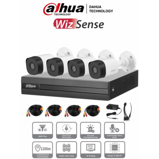 DAHUA KITXVR1B04H-I+4-B1A21 - Kit de 4 Canales de 2 Megapixeles/ DVR de ...