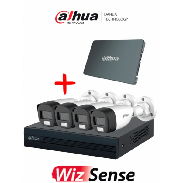DAHUA KIT/XVR1B04-I-SSD512G4HFW-IL-A - Kit Iluminación Dual de 4 Canales con SSD de 512GB/ 4 ...