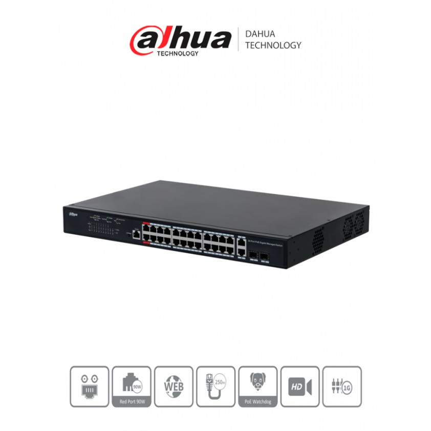 DAHUA PFS4226-24GT-230 Switch Poe Gigabit Administrable de 24 puertos ...