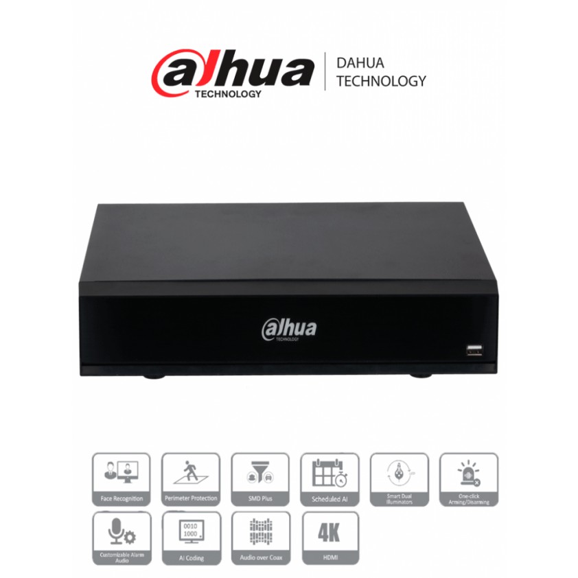 DAHUA DH-XVR7104HE-4K-I3 - DVR de 4 Canales 4K con IA/ H.265+/ 2 ...