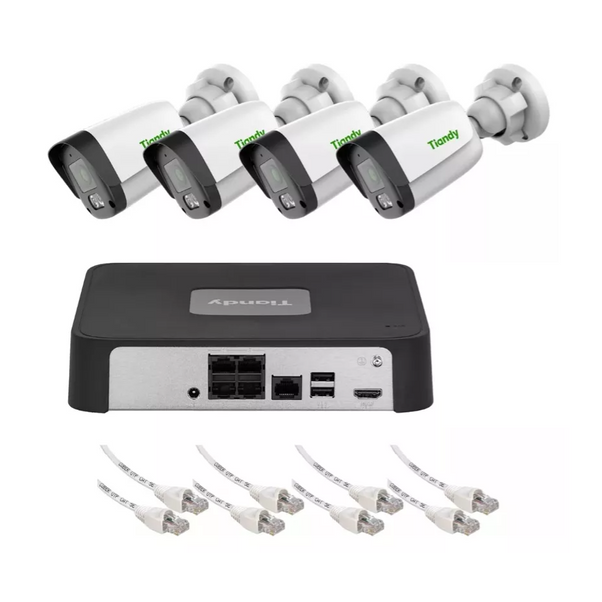 TIANDY TPY5110004 - Paquete Tiandy 4 Cámaras IP Bullet 2MP Serie AK ...